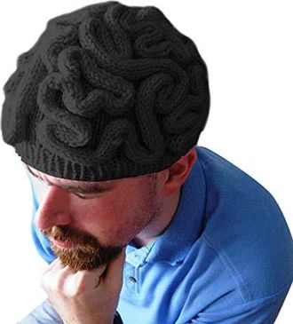 Generic Bonnet tricot&eacute; au crochet pour adultes, cerveau, cerebrum, enfants, casquette de personnalit&eacute;, chapeau envoy&eacute; pour homme, Noir, Taille unique