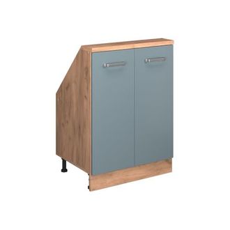 Vicco Meuble de Rangement sous Pente Rion, Bleu-Gris/ch&ecirc;ne dor&eacute;, avec 2 Portes