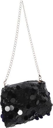 BESPORTBLE Paquet &agrave; Main Rond &agrave; Sequins Noir avec Bandouli&egrave;re Cha&icirc;ne M&eacute;tallique Petit Paquet de Soir&eacute;e Compact 24X17X6 CM Pochette &Eacute;l&eacute;gante pour Femme pour Soir&eacute;