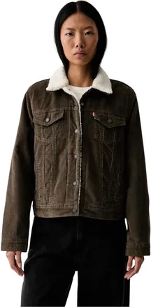 Levi's Femme, Vestes, Vert, Taille: 38 FR Veste Courte en Velours C&ocirc;tel&eacute;