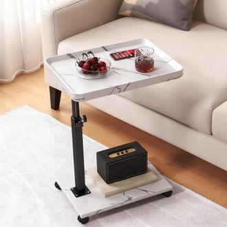 Generic C-F&ouml;Rmiger Beistelltisch, Betttisch Mit 360&deg;-Rundumrollen, H&ouml;Henverstellbar, Einbaubar, Abgerundete Ecken