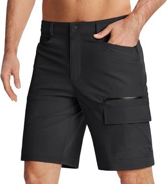 KEFITEVD Shorts Escalade pour Homme Short Cargo pour Homme Nylon Pantalon Court Homme avec Bouton Spandex,Noir,36