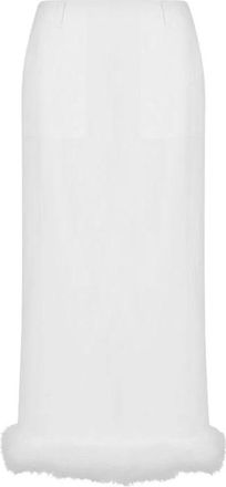 Moschino Femme, Jupes, Blanc, Taille: 40 FR Jupe en lin m&eacute;lang&eacute; teint&eacute; fil