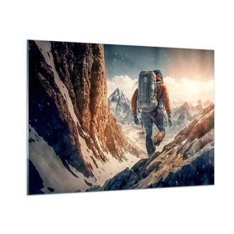 Arttor Bilder auf Glas 100x70cm Glasbild Alpen Klettern Berge Gro&szlig; Wanddeko Bild im Glas Schlafzimmer K&uuml;che Deko Wandbilder Dekoration Wohnzimmer Modern Wall