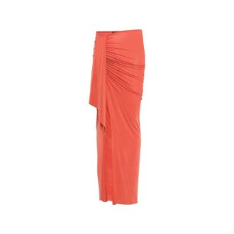 Balmain Femme, Jupes, Orange, Taille: 36 FR Draped-detail Slit Maxi Skirt