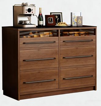 Generic Sideboard mit Mehreren Schubladen und Stauf&auml;chern, mit Einer Arbeitsplatte aus Stein, das als integrierte Einheit for die Essenszubereitung und die Au