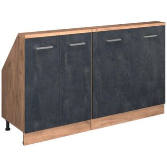 Vicco Ensembles de meuble de rangement sous pente Rion, B&eacute;ton noir/ch&ecirc;ne dor&eacute;, Lot de 2, Vicco