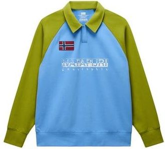 Napapijri Polo manches longue &agrave; logo en coton m&eacute;lang&eacute;