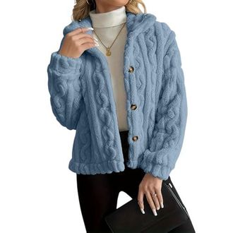 Generic Veste &eacute;l&eacute;gante &agrave; col montant et manches longues pour femme - Lavable en machine - Confortable et chaude - Grande taille - V&ecirc;tements dhiver, bleu, 8XL