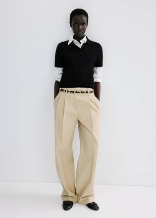 Mango Pull-over col polo noir - Femme - XXS - MANGO