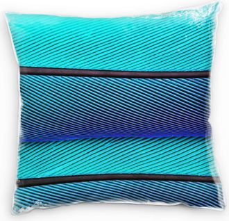 Paul Sinus Art Macro, Federn, t&uuml;rkis, blau Deko Kissen 40x40cm f&uuml;r Couch Sofa Lounge Zierkissen - Dekoration zum Wohlf&uuml;hlen