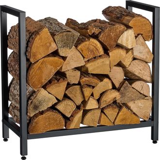 Relaxdays Kaminholzregal, Metall, HBT: 62,5 x 65 x 30,5 cm, Brennholzregal f&uuml;r Feuerholz, Stapelholz, Brennholz, schwarz