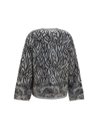 Forte_Forte Womens Cardigan Heron Feather Motif Jade Alpaca (vicugna Pacos) Coat
