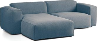 Studio Copenhagen home24 Ecksofa 1,5-Sitzer mit Longchair Blau/Blau Webstoff Saia 260 x 71 x 173cm Longchair davorstehend links Modern