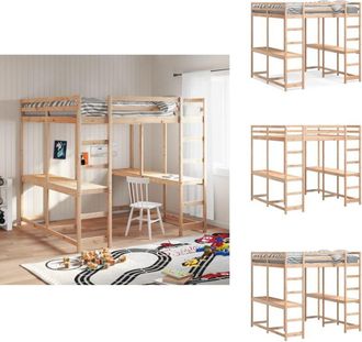 vidaXL Vidaxl - Hochbett mit Schreibtisch & Leiter 140x200 cm Massivholz Kiefer - Holzbett - Hochbett - Jugendzimmer - Kinderzimmer - Schlafzimmerschrank