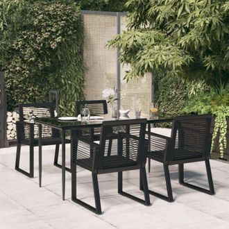 vidaXL 5-tlg. Garten-Essgruppe Schwarz pvc Rattan - Vidaxl