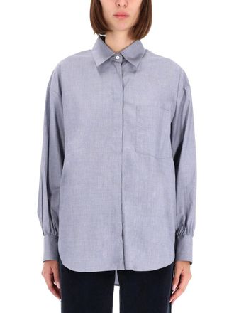 Aspesi High Collar Cotton Shirt - Blue