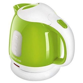 Sencor SWK 1010WH Bouilloire Électrique Compacte - 1,0 Litre - 1100W - Filtre Anti-Calcaire Amovible Lavable - Blanc / Vert