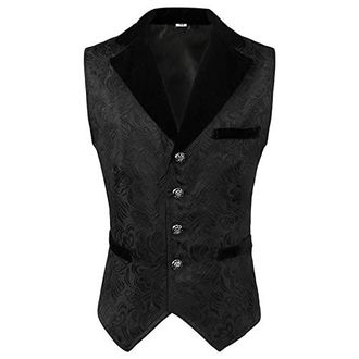 Generic Gilets sans Manche Homme Grande Taille- Gilet Gothique &agrave; Revers-Top Vintage avec Boutons Casual Steampunk Medievale R&eacute;Tro Cour Victorienne Costume Hal