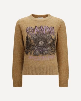 Ganni Teddy brushed alpaca crewneck Sweater Female XS