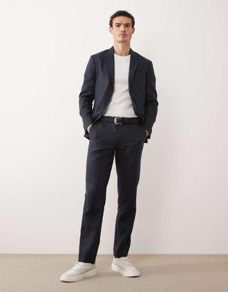 Jack & Jones Pantalon de costume slim densemble de qualit&eacute; sup&eacute;rieure en pur lin - Bleu marine