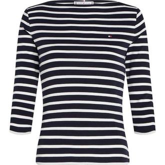 Tommy Hilfiger T-Shirt Manches Longues Femme New Cody Slim Col Bateau, Multicolore (Nos Breton Desert Sky/Ecru), M
