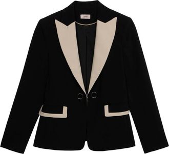 Oltre Femme, Vestes, Noir, Taille: 48 FR Blazer avec D&eacute;tails Contrastants