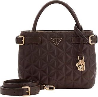 Guess sac &agrave; main sac &agrave; &eacute;paule bandouli&egrave;re Paisleigh Small Satchel Espresso marron fonc&eacute;