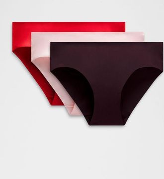 lululemon InvisiWear Bikini-Unterwäsche mit mittelhohem Bund 3er-Pack für Frauen - Größe 2XL in Blush Quartz/Black Plum/Oxford Red