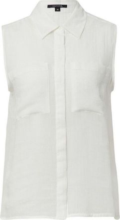 Comma Blusentop Bluse &Auml;rmellose Ramie-Bluse mit aufgesetzten Taschen