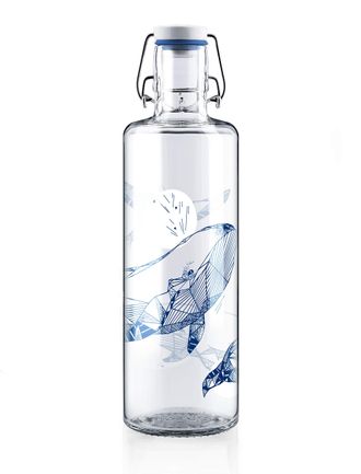 soulbottles Glas Trinkflasche 1L Souldiver - Wasserflasche mit Walmotiv - 100% plastikfrei, auslaufsicher, sp&uuml;lmaschinengeeignet - Made in Germany - Ideal f&uuml;r Zuh