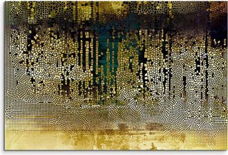 Paul Sinus Art Sinus Art Wandbild 90x60cm Vintage Mosaik mi Beige, Braun, Blau, Grau, Schwarz und Weiß auf Leinwand für Wohnzimmer, Büro, Schlafzimmer, Ferienwohnung