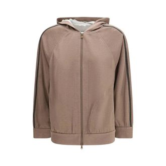 Brunello Cucinelli Femme, Sweatshirts et sweats &agrave; capuche, Brun, Taille: 46 FR Silk SweaT-shirt