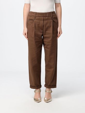 Brunello Cucinelli Pantalon court en coton &agrave; jambe large