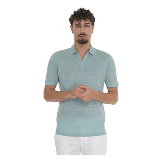 Gran Sasso Leichtes Leinen Polo Shirt mit Slub-Struktur - - Tops - Herren - Blau - 3XL