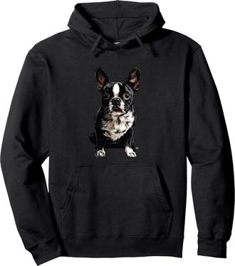 Whyitsme Design Boston Terrier Hund Illustration Pullover Hoodie