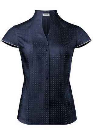 Vincenzo Boretti Klassische Bluse leicht tailliert Kelchkragen Kurzarm