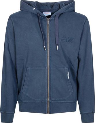 Sun 68 Homme, Sweatshirts et sweats &agrave; capuche, Bleu, Taille: M Felpa Full Zip Rotture
