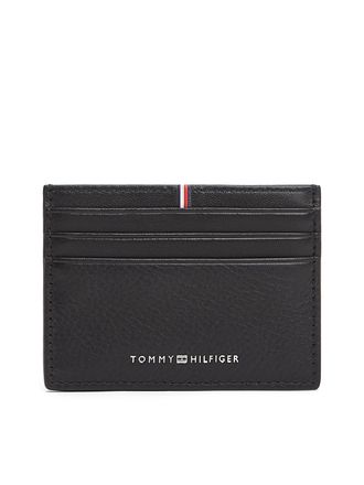 Tommy Hilfiger Kartenetui TOMMY HILFIGER TH CORP CC HOLDER, Damen, schwarz, Leder, Kleinlederwaren, Unisex Geldbeutel, Portemonnaie mit Logoschriftzug