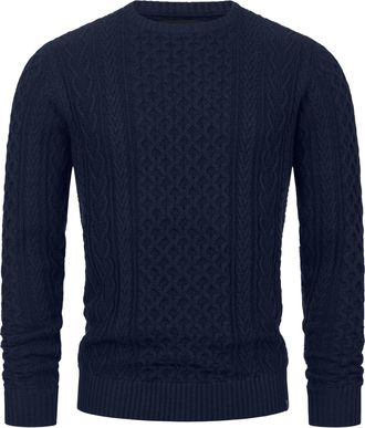 Indicode Herren INBellin Pullover mit Rundhals-Ausschnitt | Herrenpullover Pulli Strickpullover f&uuml;r M&auml;nner Navy, XL