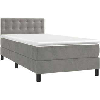 vidaXL Boxspringbett mit Matratze Hellgrau 80x200 cm Samt Vidaxl