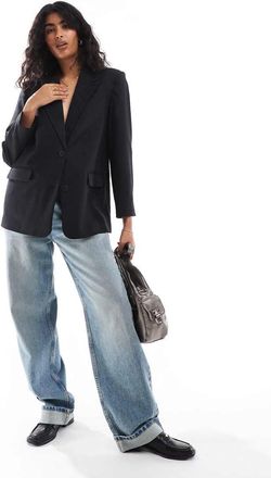 Vero Moda Boyfriend-Blazer in Schwarz mit Oversize-Schnitt und betonten Schultern