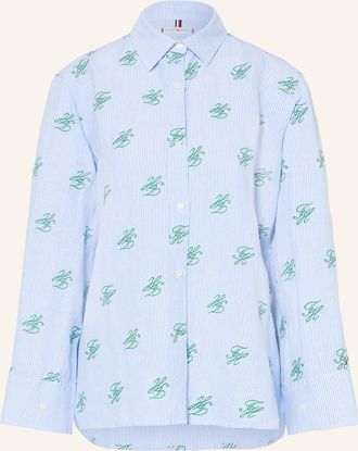 Tommy Hilfiger Hemdbluse Mit Leinen blau