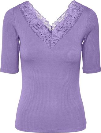 Vero Moda Damen Yaselle 2/4 V-neck Top S. Noos T Shirt, Bougainvillea, XS EU