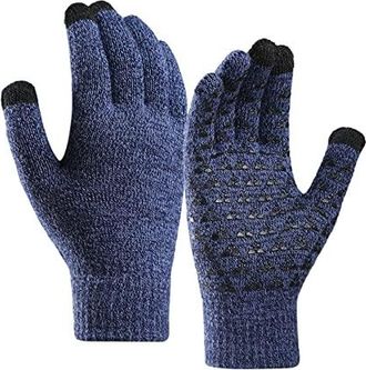 Generic Lot de 2 Paires de Gants dHiver &Eacute;cran Tactile Gants Thermiques avec Doublure en Laine Gants Tricot&eacute;s Chaude et Poignets Extensibles pour Cyclisme, Cou