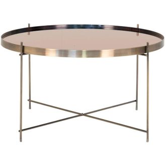 House Nordic Table basse ronde en verre et acier laiton VENEZIA &Oslash;70cm-Dor&eacute;