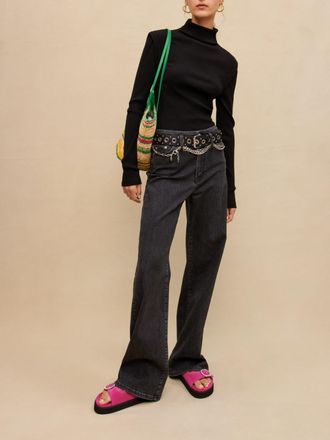 Maje Schwarze Baggy-jeans Mit G&uuml;rtel - Gr&ouml;&szlig;e 38 - Maje