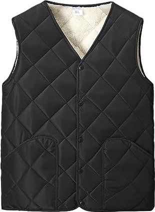 Minetom Veste sans Manches Homme en Hiver Gilet Doublure Polaire Padded Bodywarmer De Sport Doudoune Légère Manteau Epais Gilet De Plein Air avec Poches H Noi