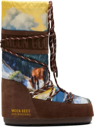 Moon Boot x Guest In Residence bottines à imprimé paysage - Marron