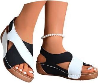 Generic Sandales compens&eacute;es pour femme, bout ouvert &agrave; talon compens&eacute;, sandales plates &agrave; semelle &eacute;paisse, chaussures de plage d&eacute;contract&eacute;es &agrave; semelle souple, p